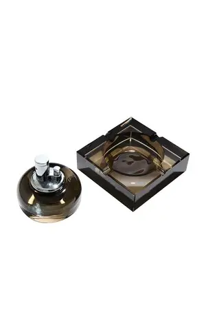 Edie Parker Glass Tabletop Lighter In Green - Espresso