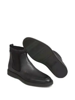 Santoni Ribbed-panel Leather Boots