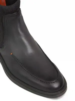 Santoni Ribbed-panel Leather Boots