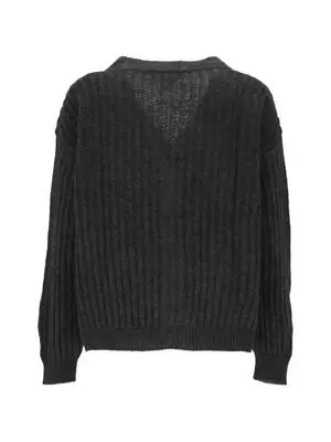 Wood Wood Ribbed-knit V-neck Cardigan - Grey