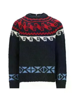 Moncler Jacquard-knit Geometric-pattern Sweater - Blue