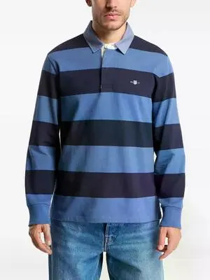 Gant Classic Chambray-stripe Long-sleeve Polo Shirt