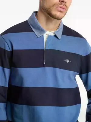 Gant Classic Chambray-stripe Long-sleeve Polo Shirt