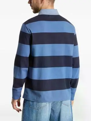 Gant Classic Chambray-stripe Long-sleeve Polo Shirt