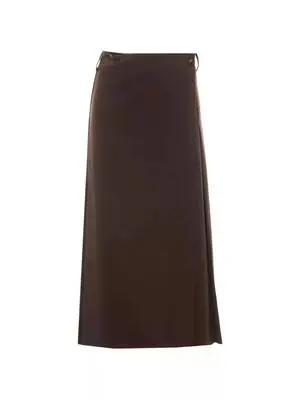 RUE DU BAC High-waisted Pleated Midi Skirt - Brown