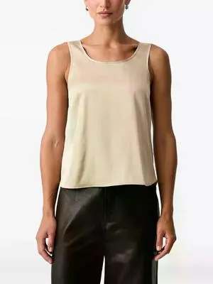MOS MOSH Satin-finish Curved-hem Top - Neutrals