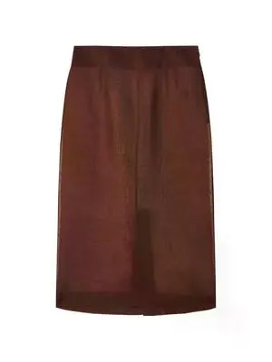 Patrizia Pepe Sheer Midi Skirt - Brown
