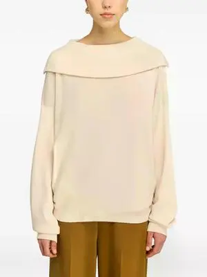 SEMICOUTURE Zip-back Foldover-collar Sweater - Neutrals