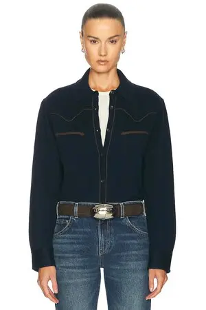 Guest In Residence Cropped Western Shirt - Midnight