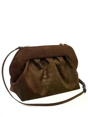 THEMOIRE Bios Croc-effect Clutch Bag - Brown