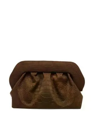 THEMOIRE Bios Croc-effect Clutch Bag - Brown