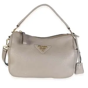 Prada Clay Grained Calfskin Triangle Logo Shoulder Bag
