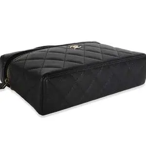Chanel Quilted Caviar Slim Vanity With Chain