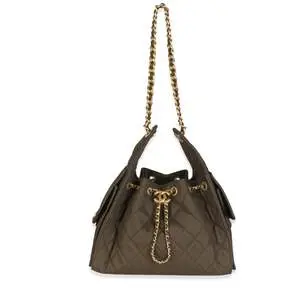 Chanel 25b Khaki Quilted Canvas 25 Hobo