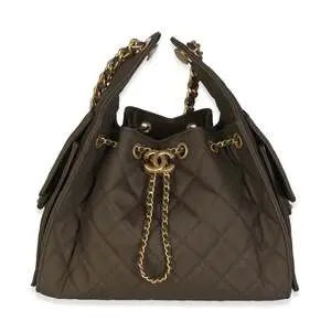 CHANEL 25B Khaki Quilted Canvas Small Chanel 25 Hobo
