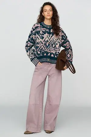 PILCRO Wool Blend Fair Isle Relaxed Cardigan