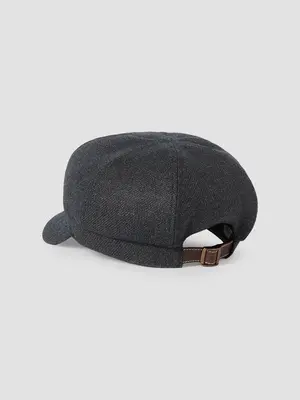 Brunello Cucinelli Mouliné Virgin Wool Twill Newsboy Cap