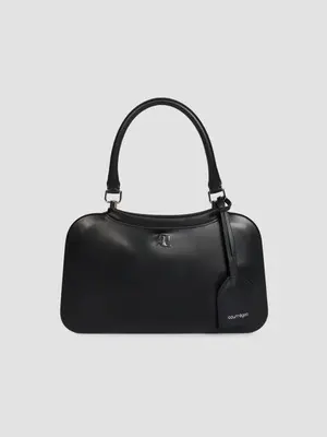 COURREGES Shadow Small Faux Leather Top Handle Bag - Black