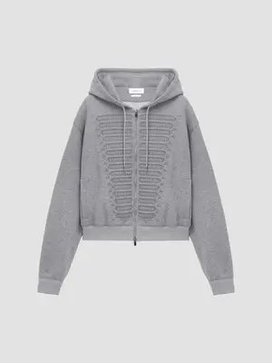 Alexander McQueen Ceremonial Embroidered Cotton Zip-up Hoodie - Graphite