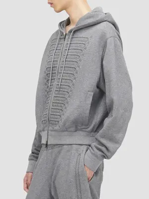 Alexander McQueen Ceremonial Embroidered Cotton Zip-up Hoodie