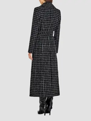 Sentaler Check Suri Alpaca-blend Tweed Tie-waist Coat