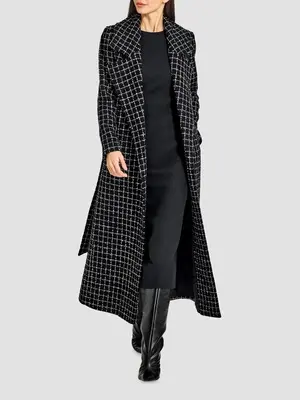 Sentaler Check Suri Alpaca-blend Tweed Tie-waist Coat