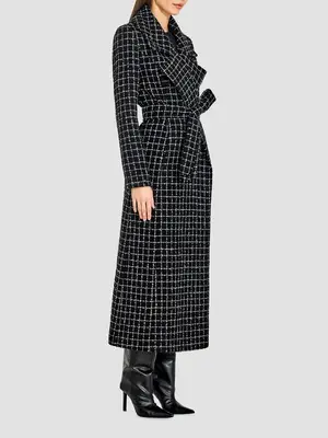 Sentaler Check Suri Alpaca-blend Tweed Tie-waist Coat