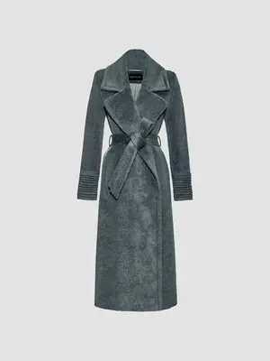 Sentaler Bouclé Alpaca-blend Long Wrap Coat - Graphite
