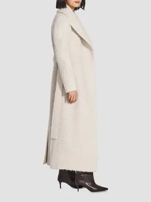 Sentaler Tie-waist Suri Alpaca Wool Maxi Wrap Coat - Cloud White