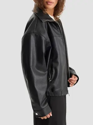 Good American The Better Than Leather Funnel Jacket