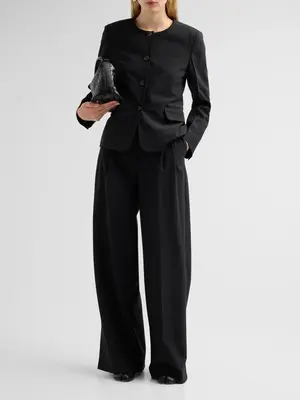 THE GARMENT Grand Wool-blend Twill Open-back Blazer