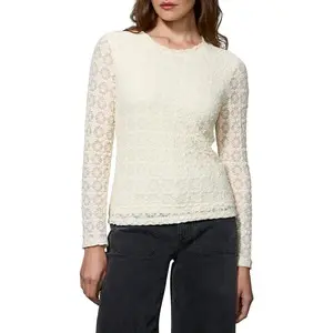 Sanctuary Perfect Lace Long Sleeve T-shirt - Bone Ivory