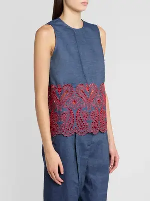 Etro Embroidered Cotton Shift Top
