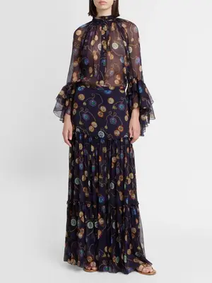 Etro Silk Light Crepon Sheer Blouse