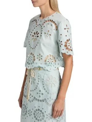 Zimmermann Awaken Embroidered Linen Blouse