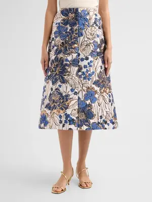 Simkhai Skye Floral Brocade Midi Skirt