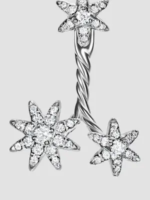 David Yurman Petite Starburst Cluster Drop Earrings In Sterling With Diamonds, 18.8mm