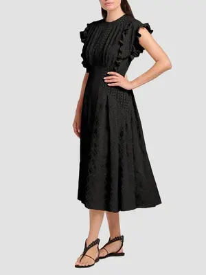 Alberta Ferretti Broderie Anglaise Fit & Flare Midi-dress