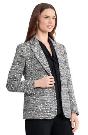 KASPER Sequined One-button Blazer