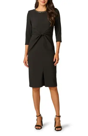 Adrianna Papell Bead Detail Sheath Dress - Black