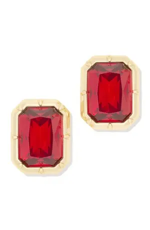 Ramy Brook Ciera Emerald Cut Stud Earrings - Ruby