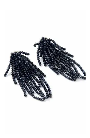 Fallon Willow Beaded Drop Earrings - Hematite