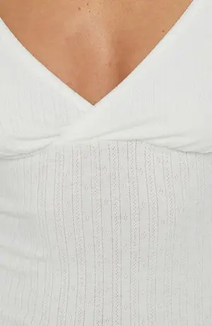 Princess Polly Mossie Cap Sleeve Crossover Pointelle Tee - White