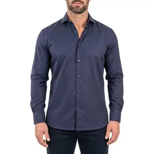 MACEOO Einstein Long Sleeve Stretch Dress Shirt - Blue