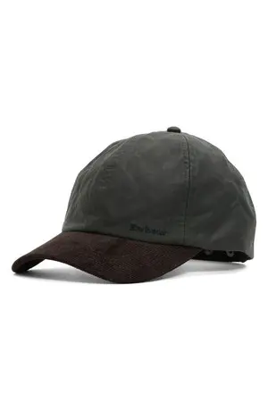 Barbour Beadnell Waxed Cotton Baseball Cap - Sage
