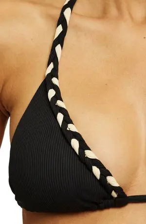 BECCA By Rebecca Virtue Braided Trim Ribbed Triangle Swim Top