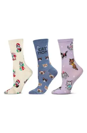 MEMOI 3-pack Christmas Crew Socks - Multi