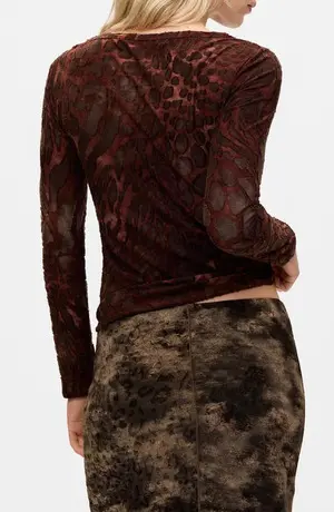 Desigual Long Sleeve Burnout T-shirt - Multi