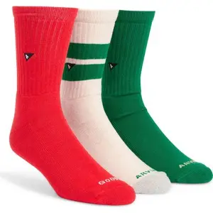 ARVIN GOODS Assorted 3-pack Solid & Stripe Crew Socks - Forest/matador/forest