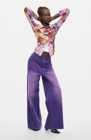 Desigual Floral Mesh Long Sleeve Top